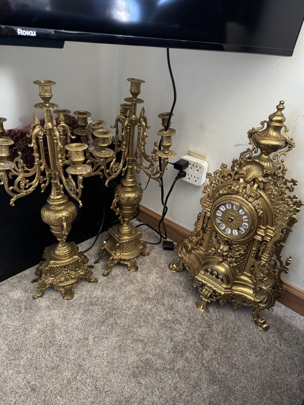 Imperial clock and candlestick holders - River Market Antiques